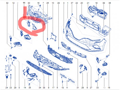 628106602R CLIO 5 V ÖN TAMPON KÖŞE BRAKET TAKIM